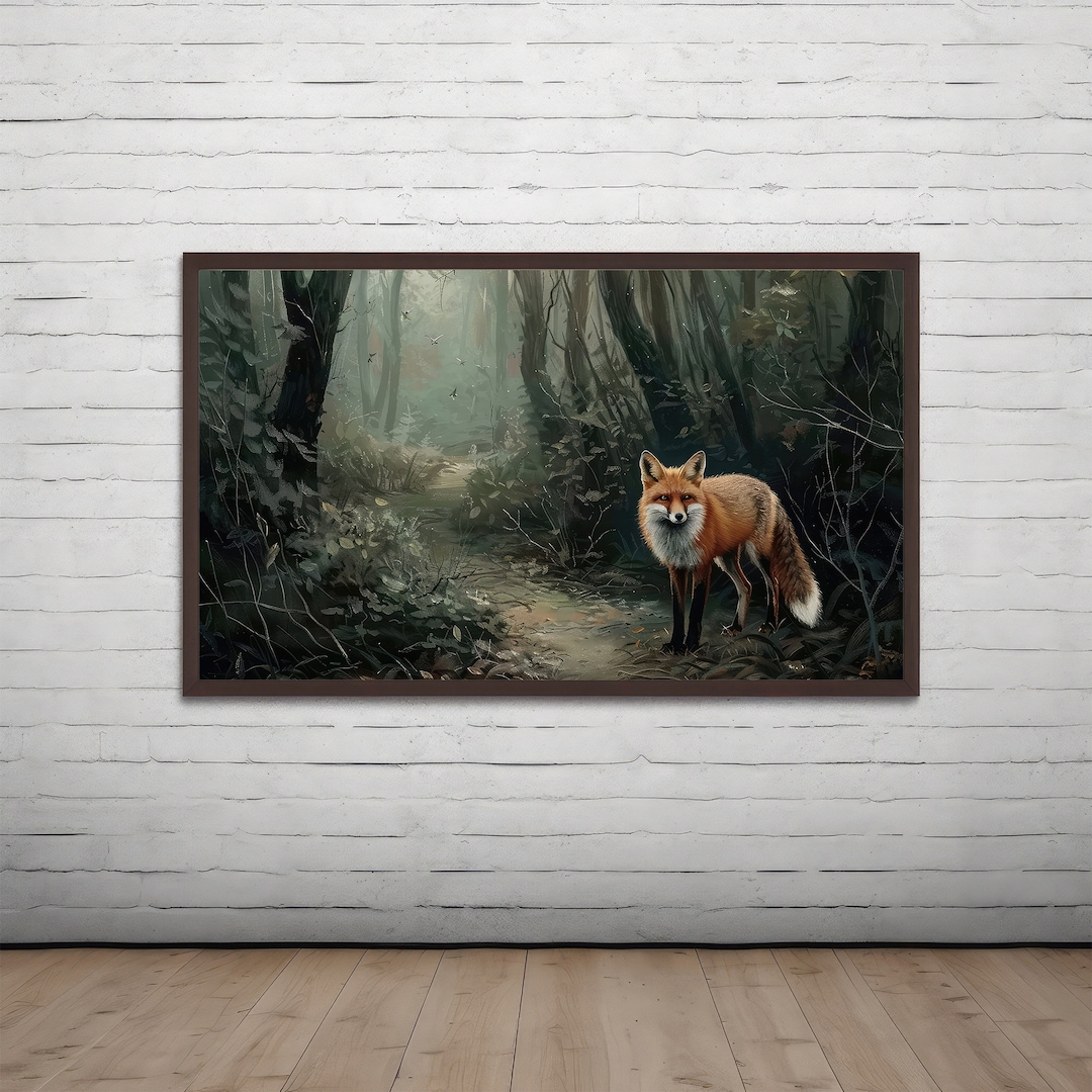 Forestcore Wall Art, Dark Fox Print, Moody Fox Painting Spring Artwork ...