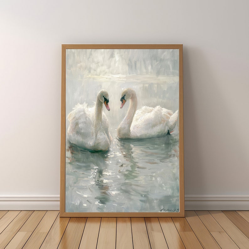 Vintage Swan Wall Art | Pastel Farmhouse Nursery Painting PRINTABLE ...