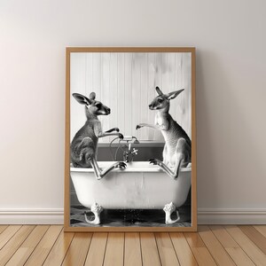 Cute Kangaroos in Tub Printable Wall Art | Kangaroo Photo | Kangaroo ...