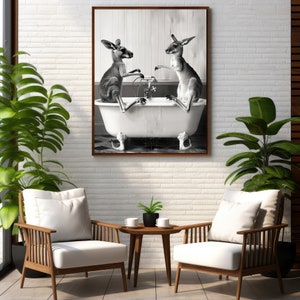 Cute Kangaroos in Tub Printable Wall Art | Kangaroo Photo | Kangaroo ...