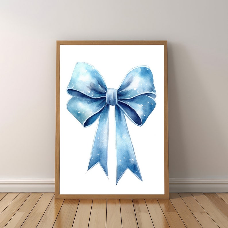 Blue Bow Chinoiserie Nursery Print, Grandmillenial Wall Art, Coquette ...