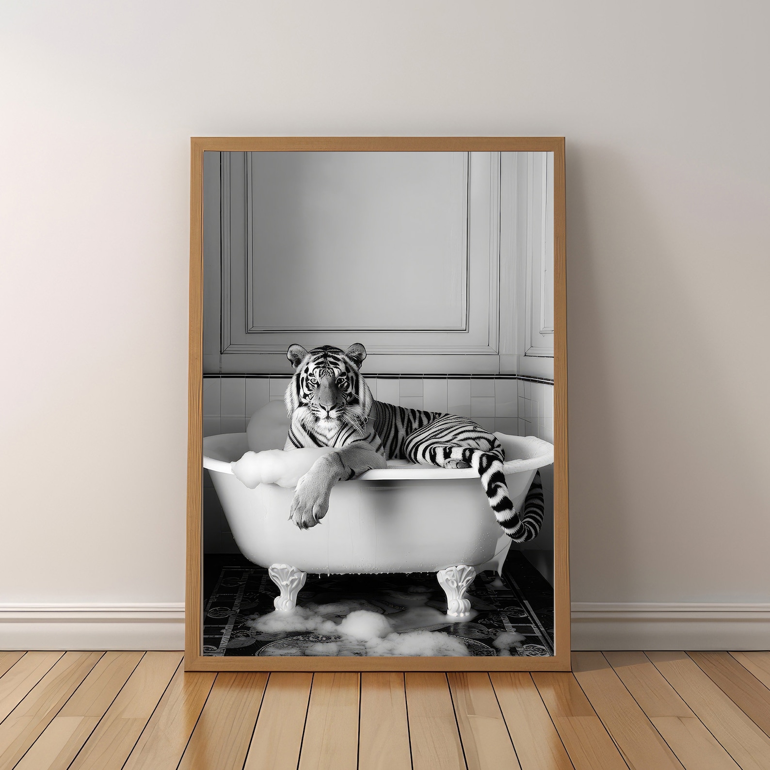 Majestic Tiger in Tub Printable Wall Art Tiger Photo Tiger Art Bathroom Art Print Digital ...