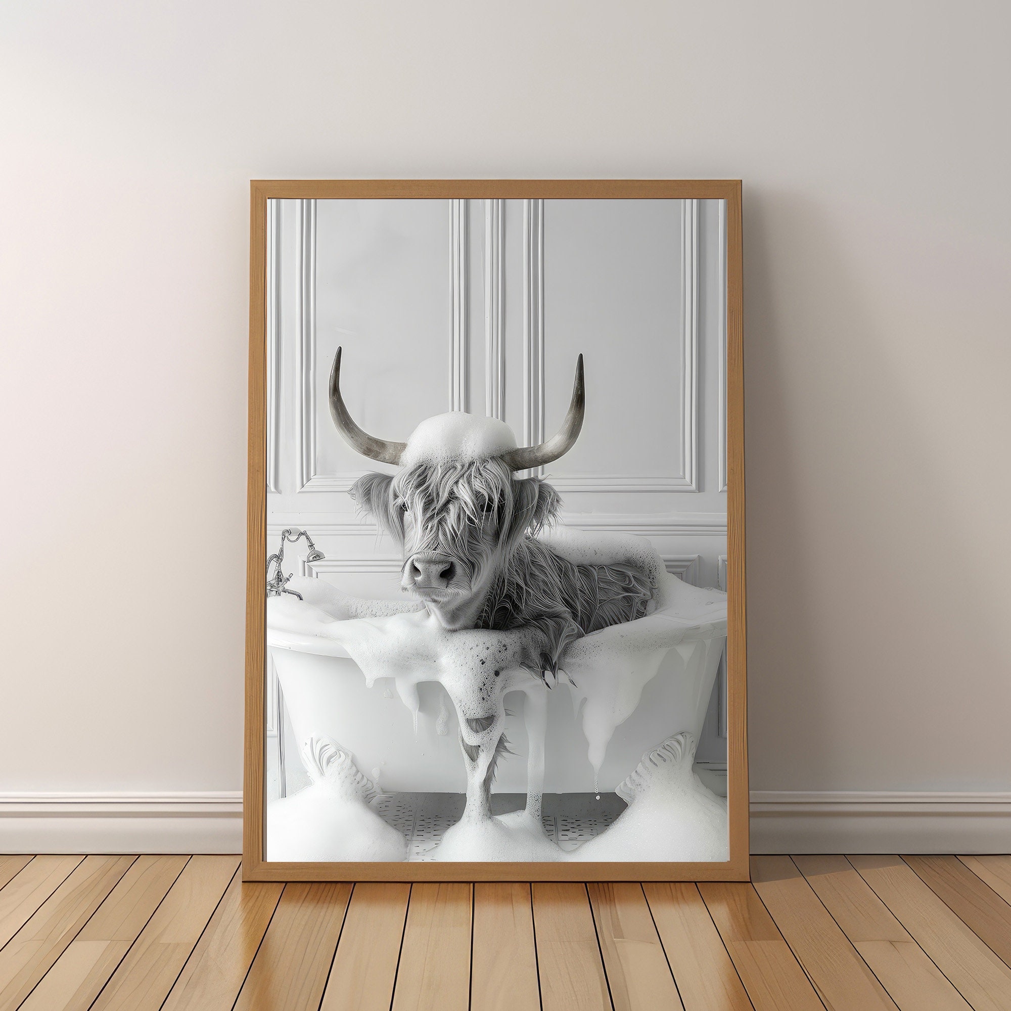 Highland Cow in Tub Printable Wall Art | Highland Cow Photo | Highland ...