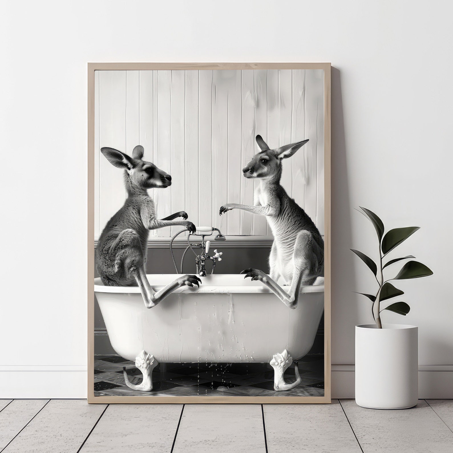 Cute Kangaroos in Tub Printable Wall Art | Kangaroo Photo | Kangaroo ...