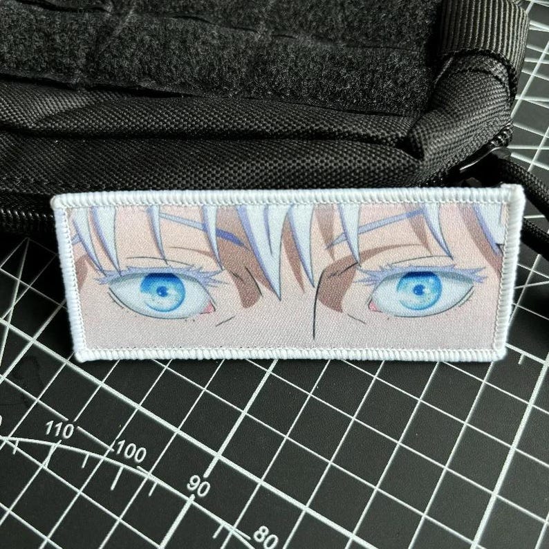 White Gojo Eyes Morale Badge Anime Character Patch Hook and Loop ...