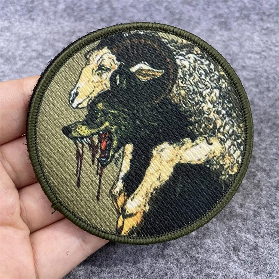 Embroidery Wolf Tactical Patches Draped in Sheepskin Nylon Buckles ...