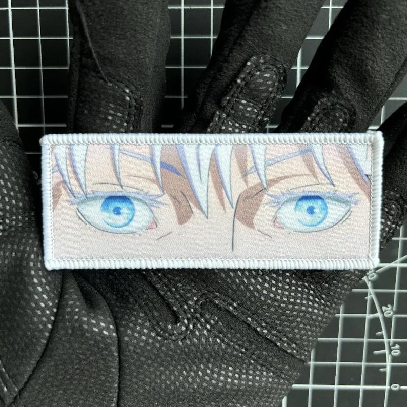 White Gojo Eyes Morale Badge Anime Character Patch Hook and Loop ...