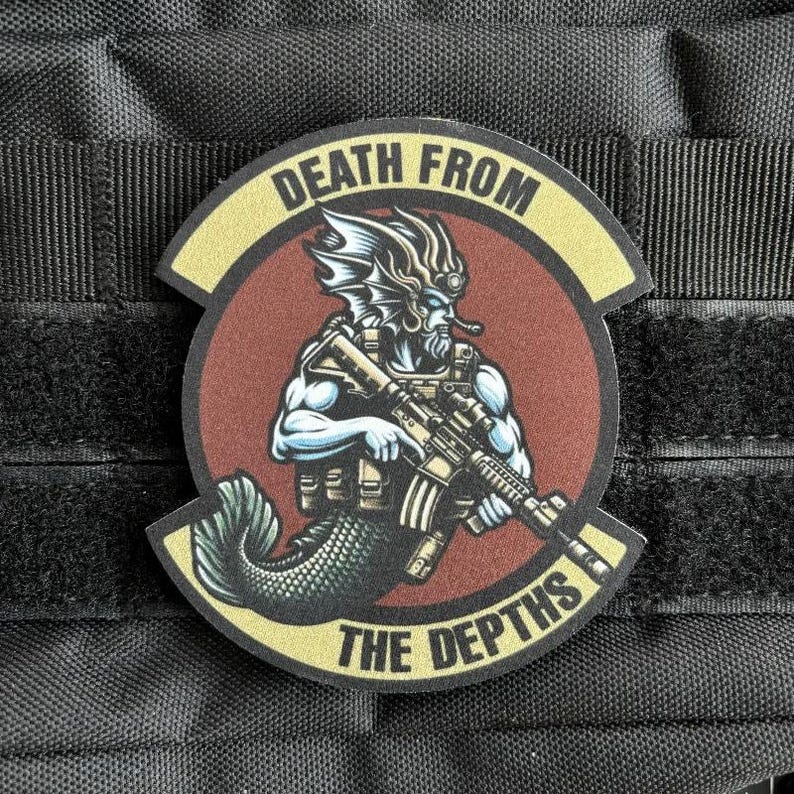 Army Soldier Poseidon Tactical Patch Rifleman Morale Badge Death Form the Depths Hook & Loop ...
