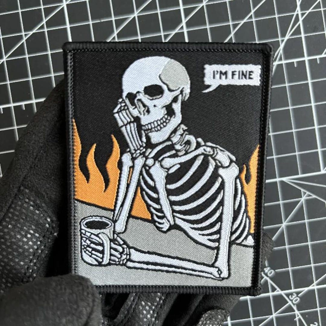 I'm Fine Skull Morale Badge Embroidery Patches for Clothing Hook & Loop ...