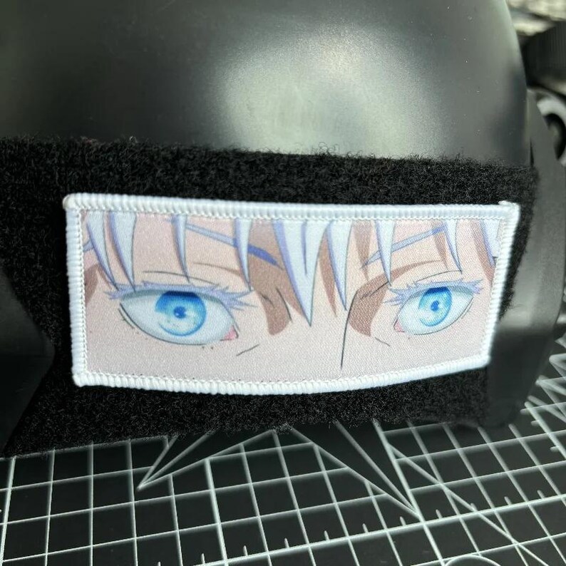 White Gojo Eyes Morale Badge Anime Character Patch Hook and Loop ...