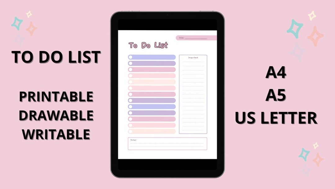 Simple Pastel Color To-do List Template I Productivity Planner, A4 A5 ...