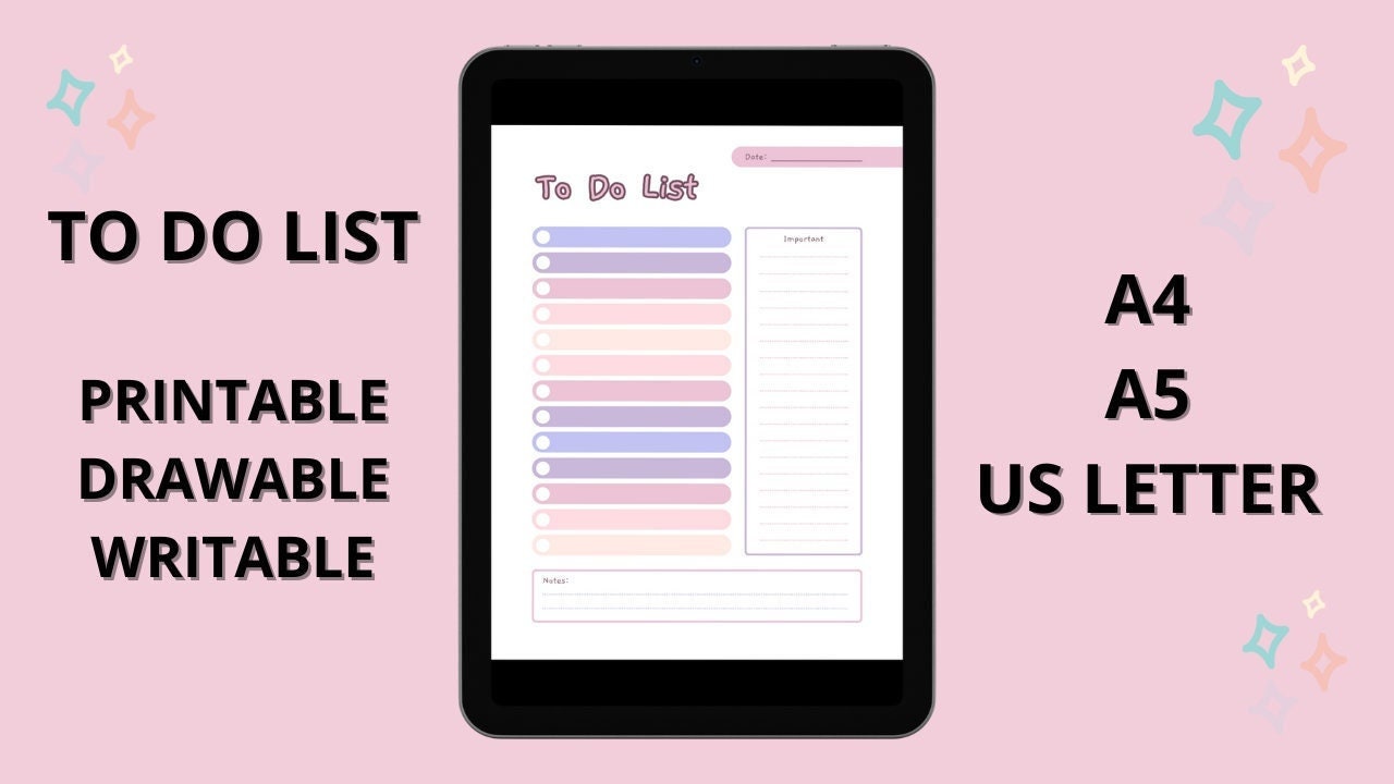Simple Pastel Color To-do List Template I Productivity Planner, A4 A5 ...