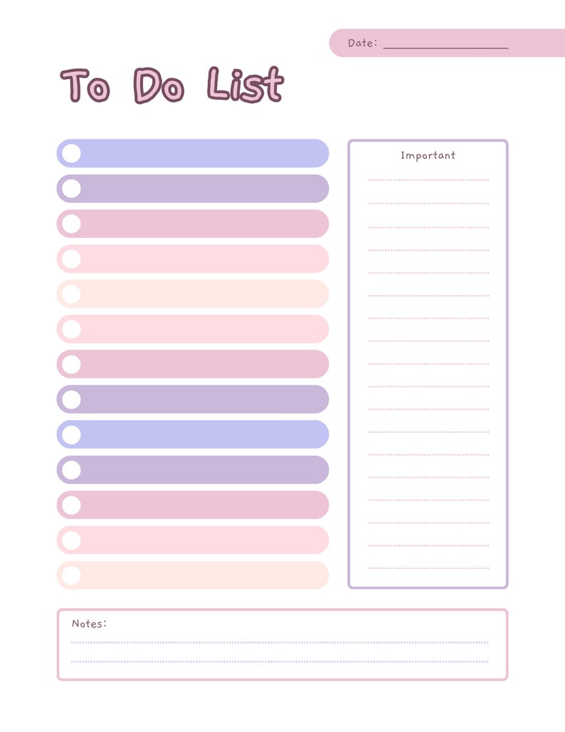 Simple Pastel Color To-do List Template I Productivity Planner, A4 A5 ...