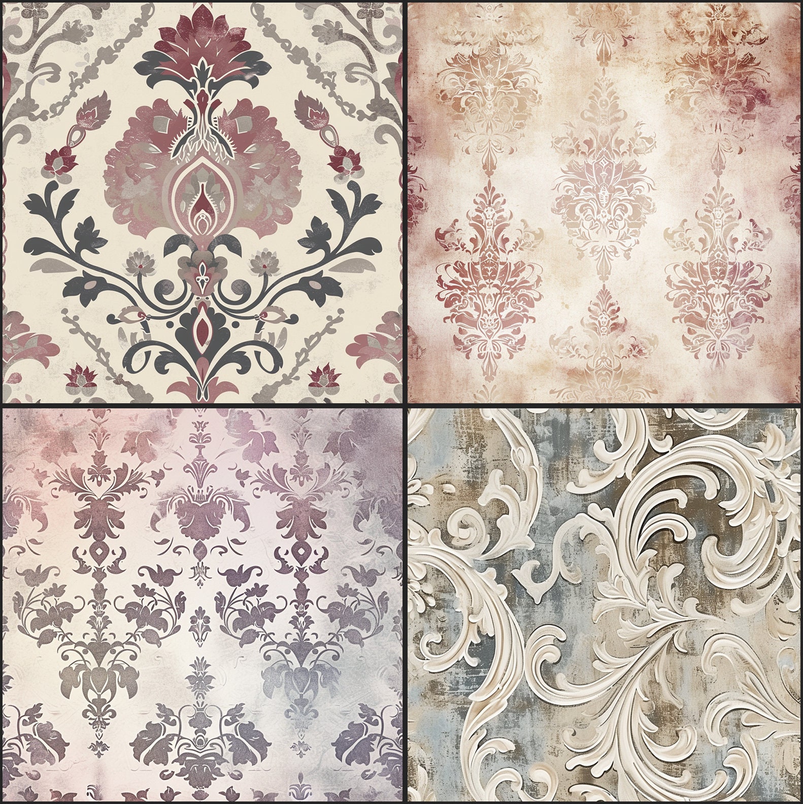 Renaissance Seamless All Over Printing Digital Paper Pack Scrapbooking ...