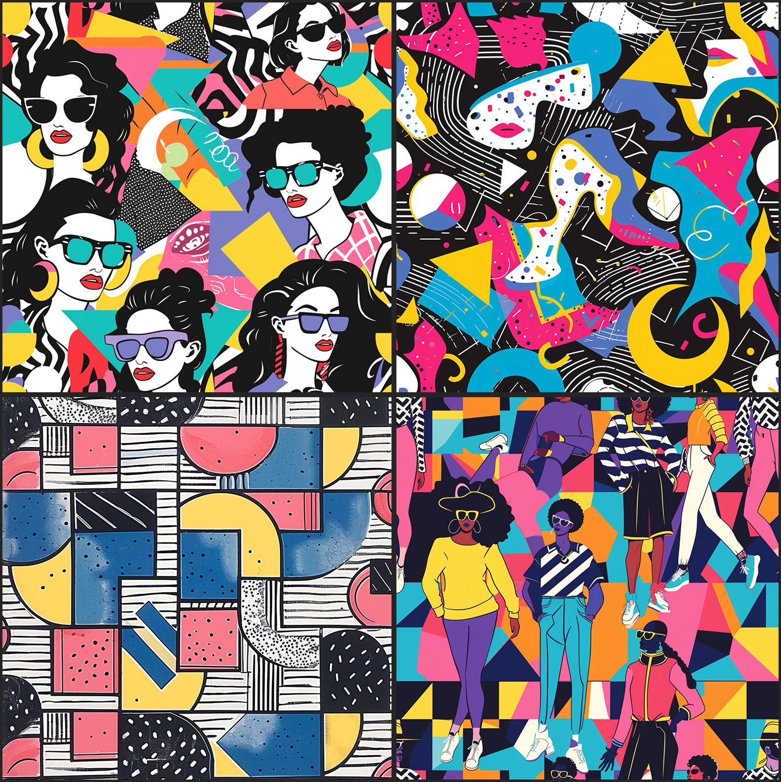 80s Seamless All Over Printing Digital Paper Pack Scrapbooking Junk ...