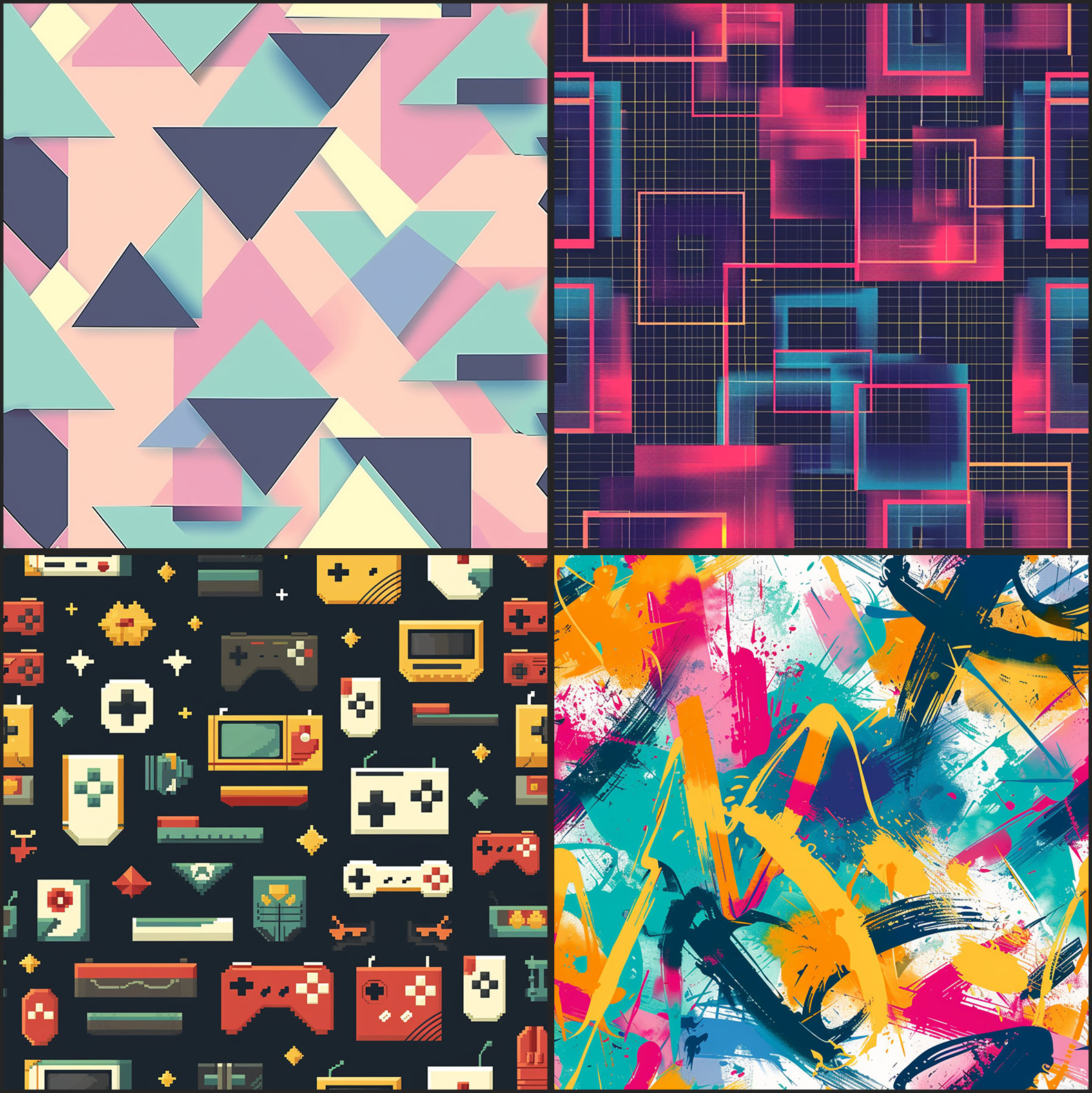 80s Seamless All Over Printing Digital Paper Pack Scrapbooking Junk ...