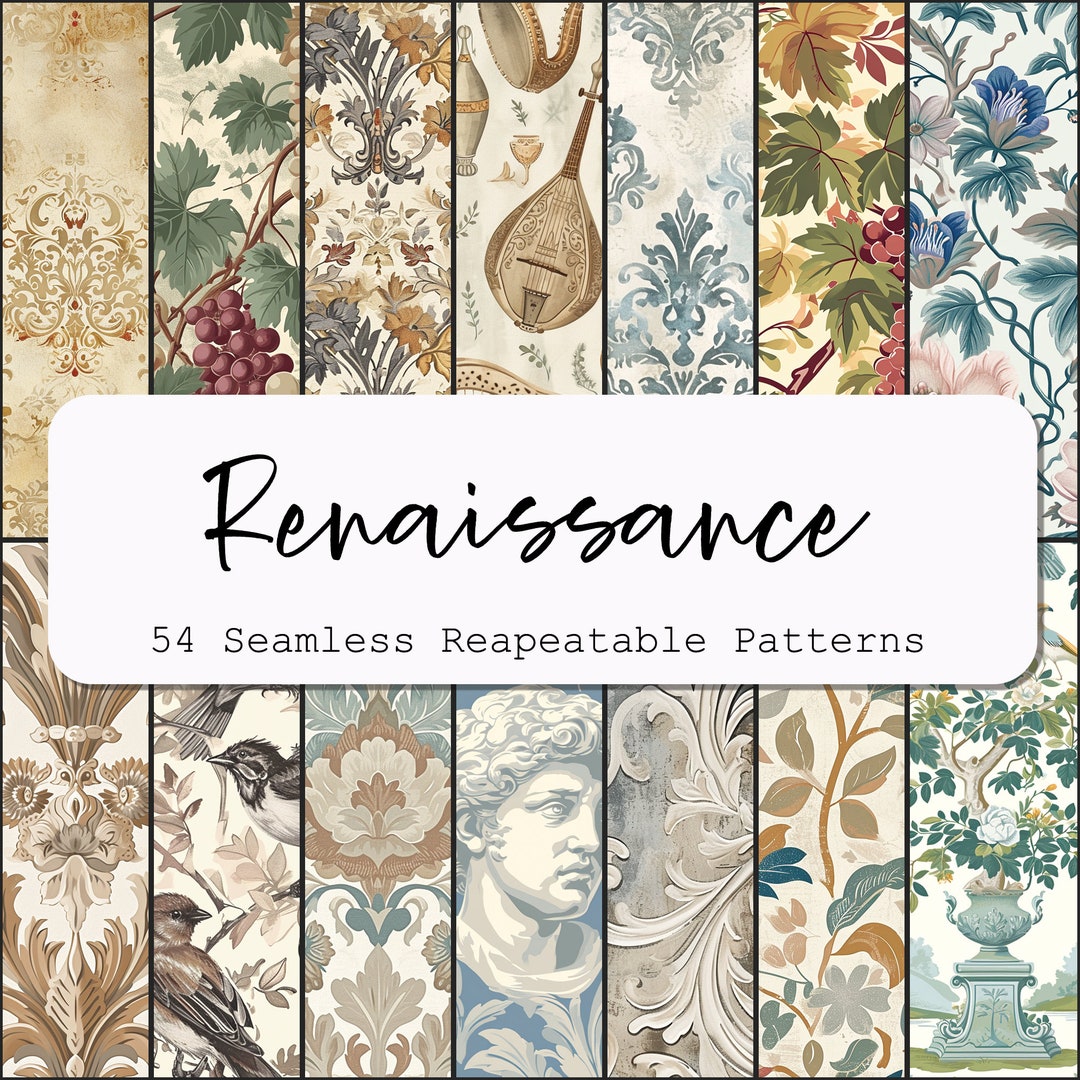 Renaissance Seamless All Over Printing Digital Paper Pack Scrapbooking ...