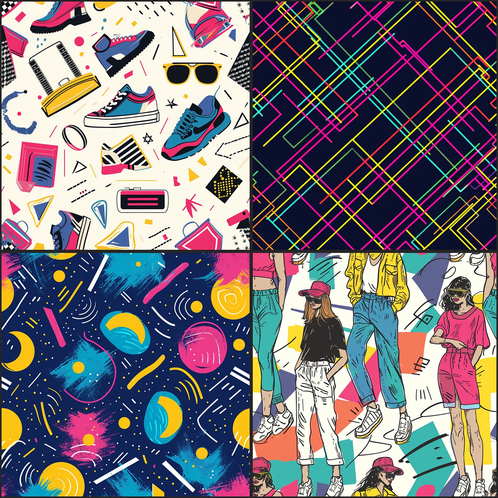 80s Seamless All Over Printing Digital Paper Pack Scrapbooking Junk ...