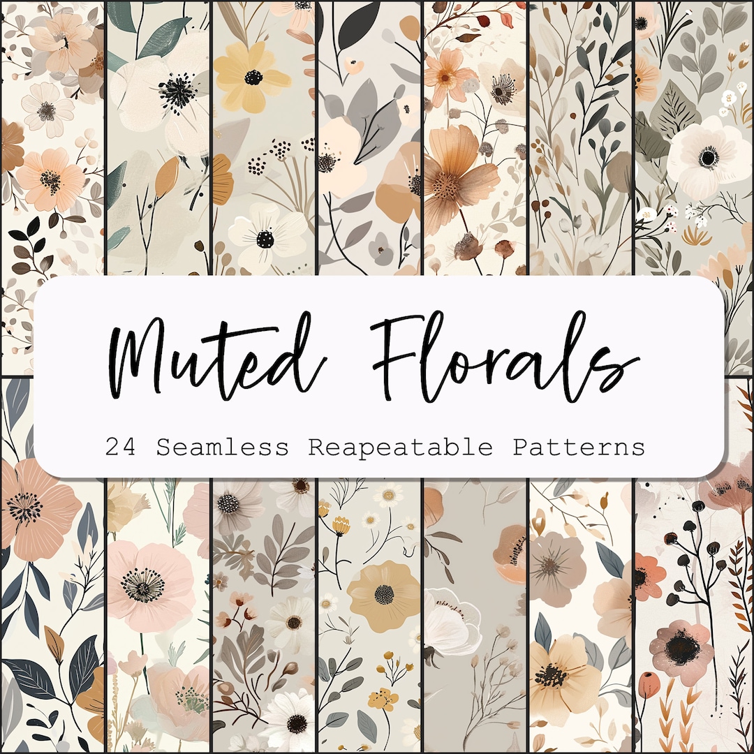 Boho Muted Florals Digital Paper Pack: 24 Seamless Patterns (PNG) - Etsy