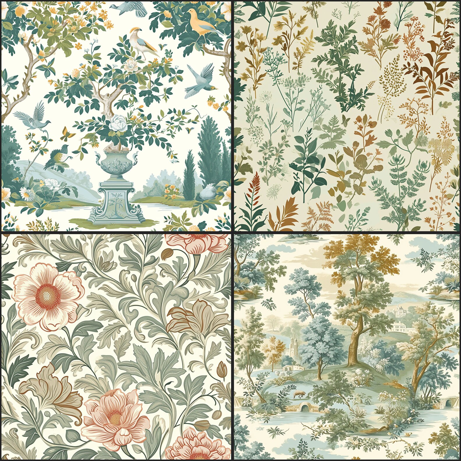 Renaissance Seamless All Over Printing Digital Paper Pack Scrapbooking ...