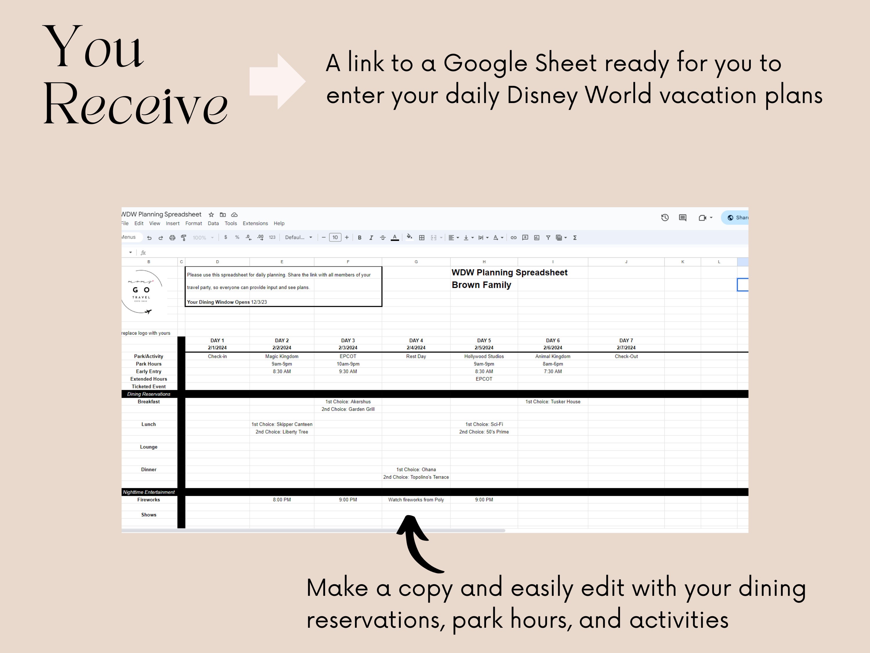 WDW Planning Spreadsheet - Etsy
