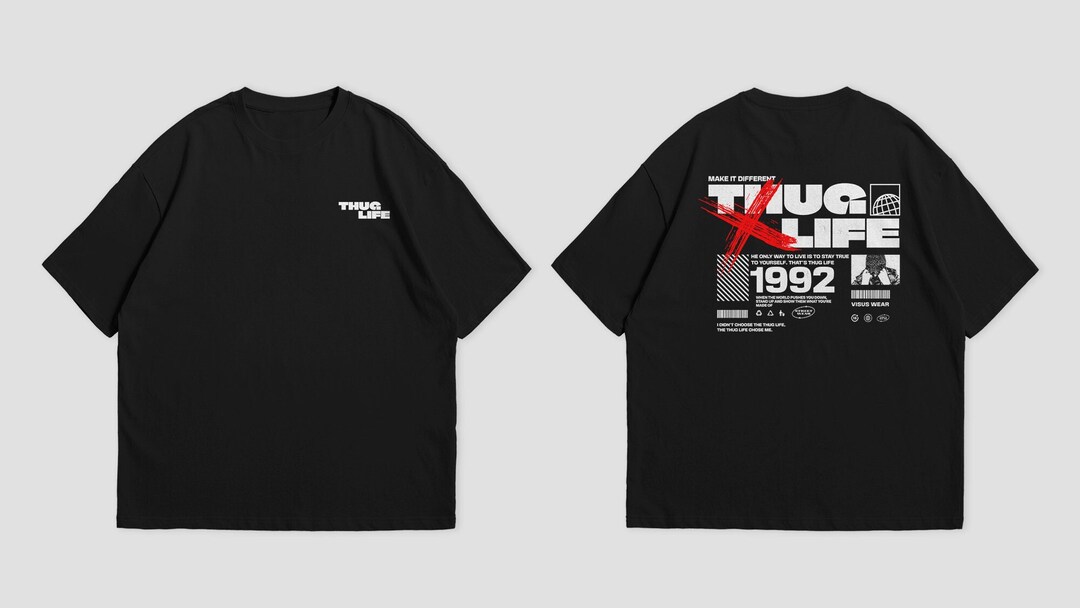 Thug Life Design Modern Heavy Unisex Oversize T-shirt 100% Cotton front ...