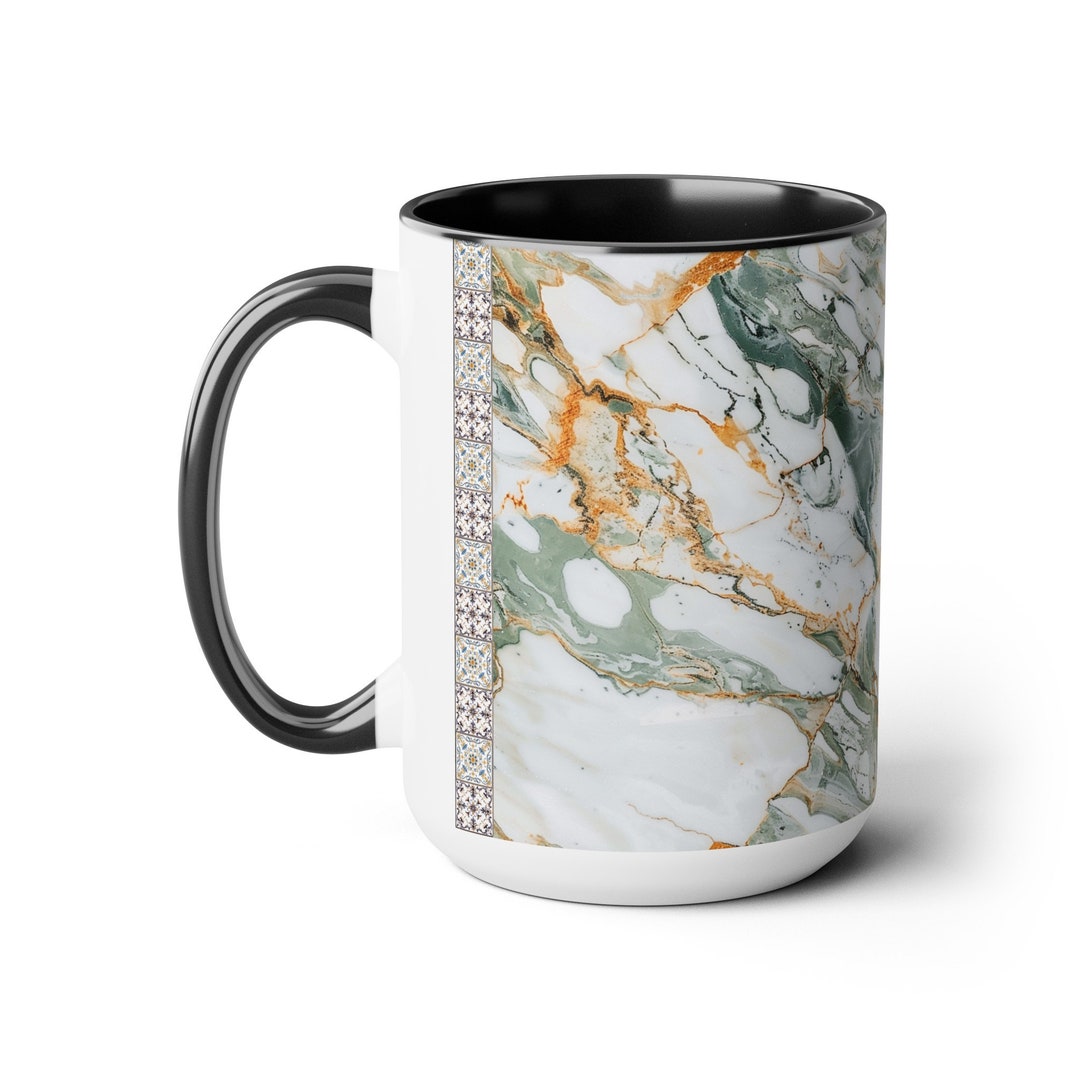 Venetian Marble Print Mug With Black Handle 15 Oz Perfect Gift - Etsy