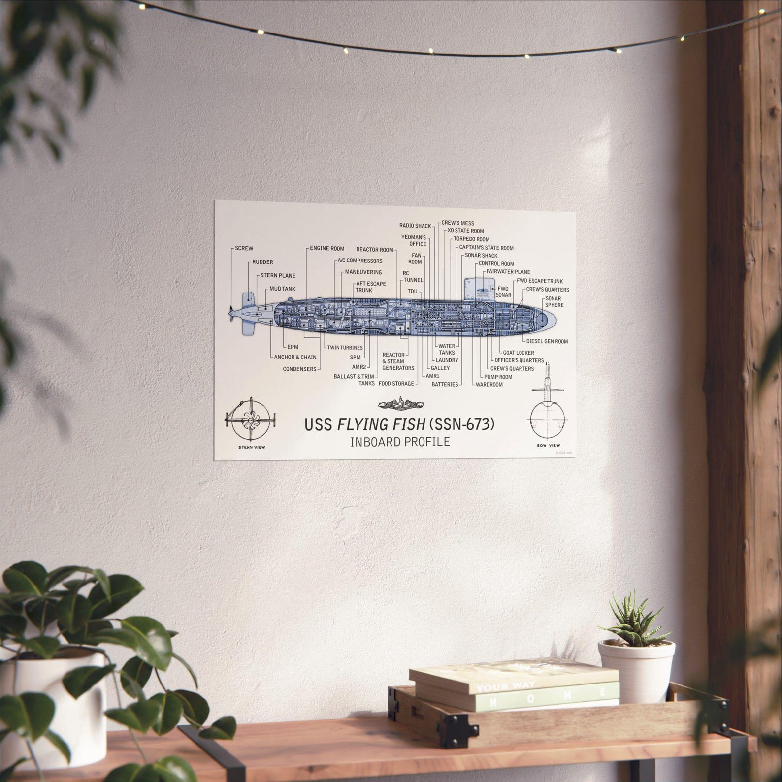 USS Flying Fish Vintage Submarine Poster | Archival Quality Print ...