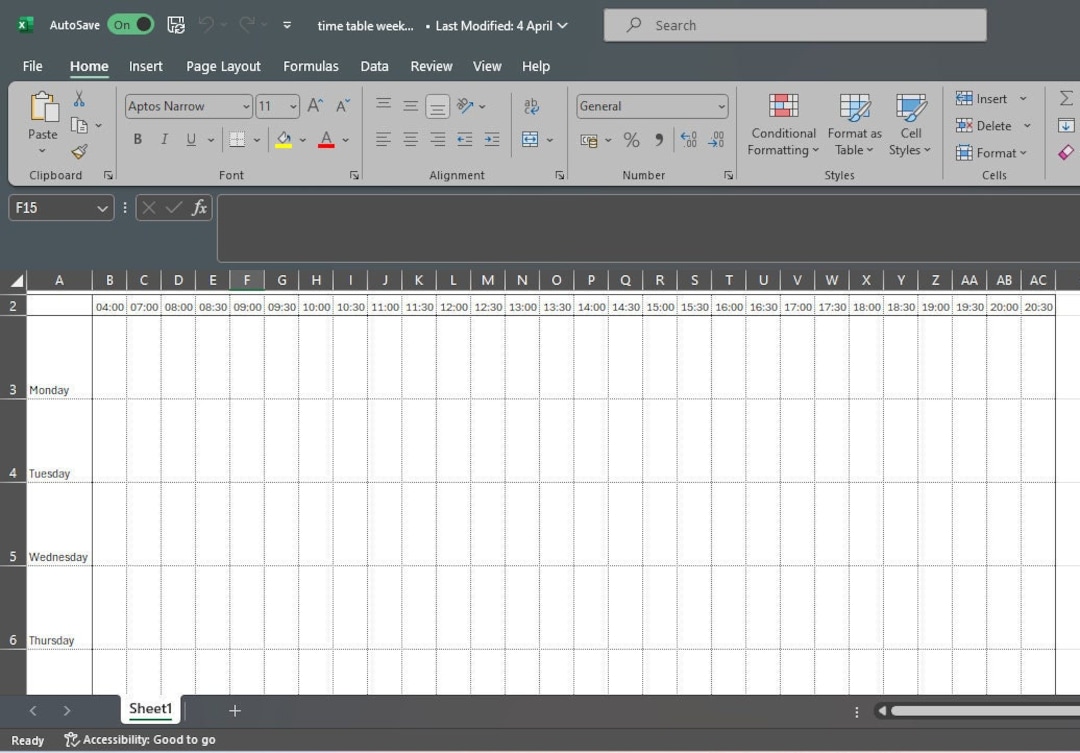 Printable Daily Schedule Excel Spreadsheet Template Daily Planner Week ...