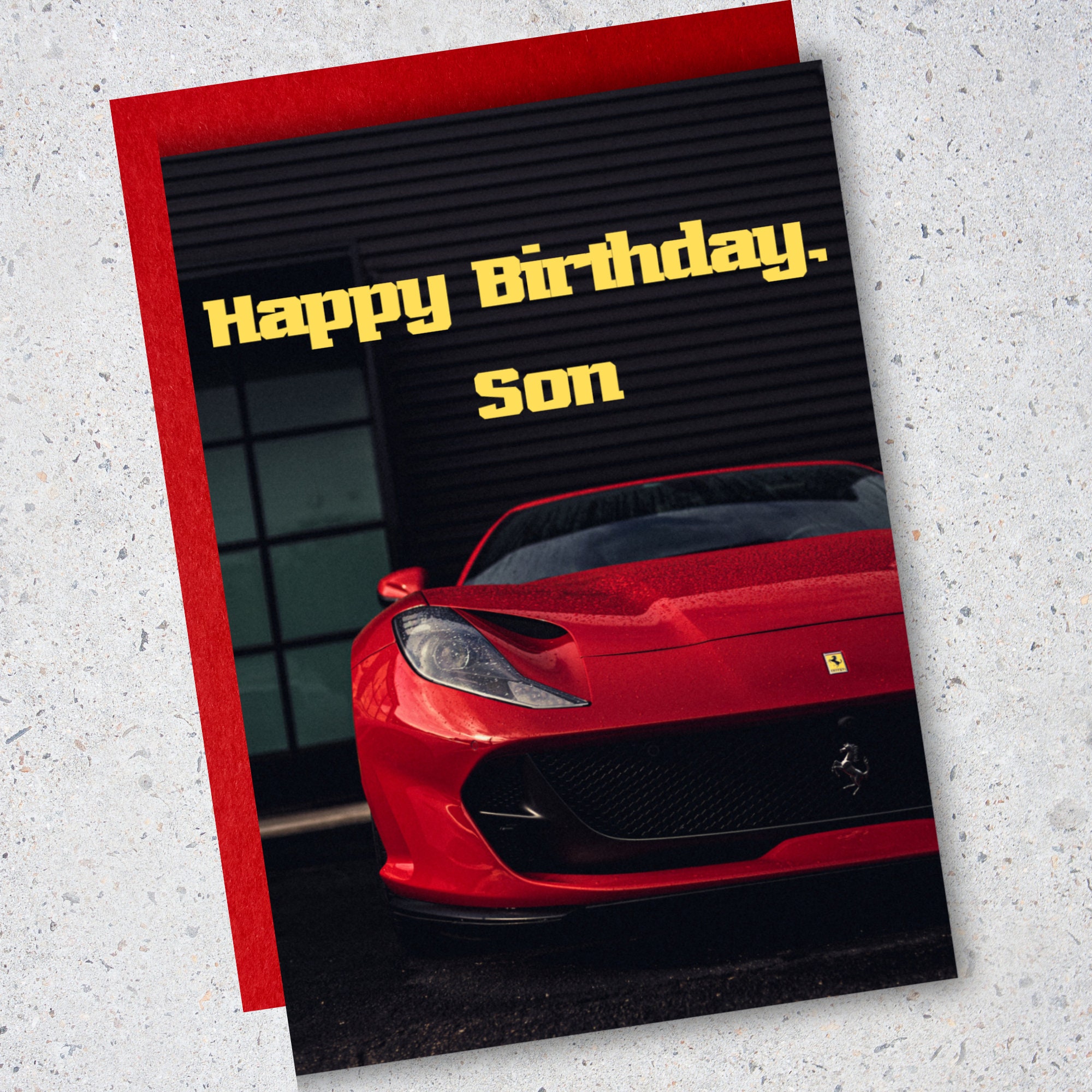 Son Birthday Printable Red Ferrari With Message Suggestions Instant ...