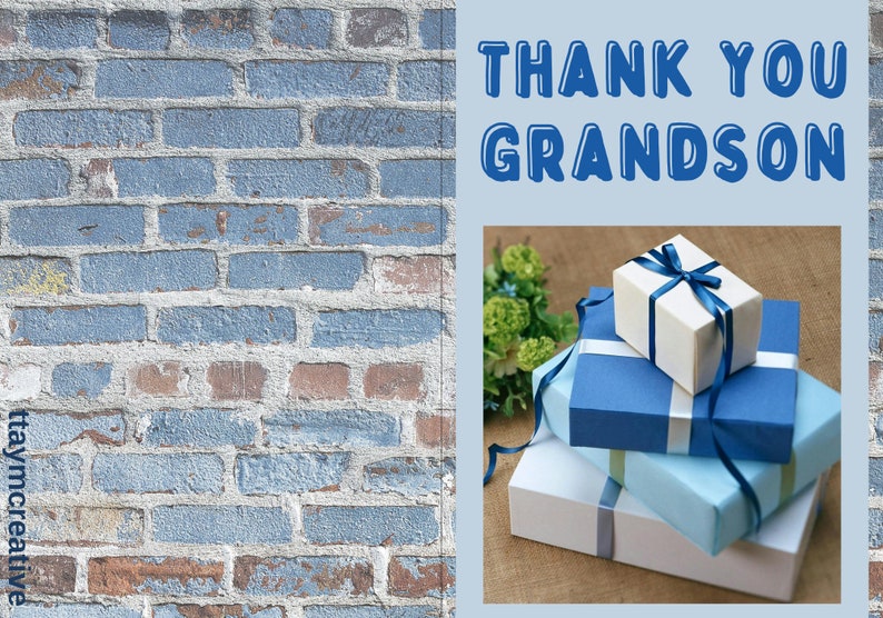 Thank You Grandson Card, Printable Greeting Card (PDF/PNG) - Etsy Canada