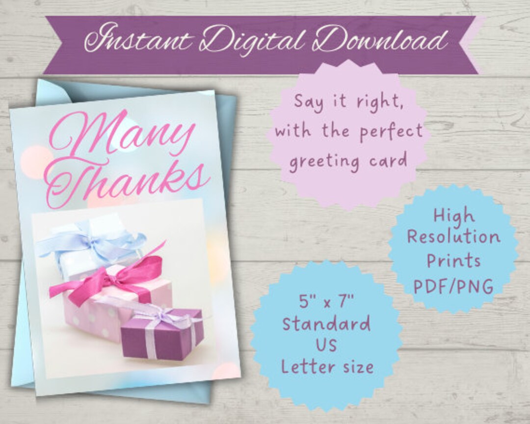 Thank You Greeting Card Printable With Beautiful Gift Boxes Elegant ...