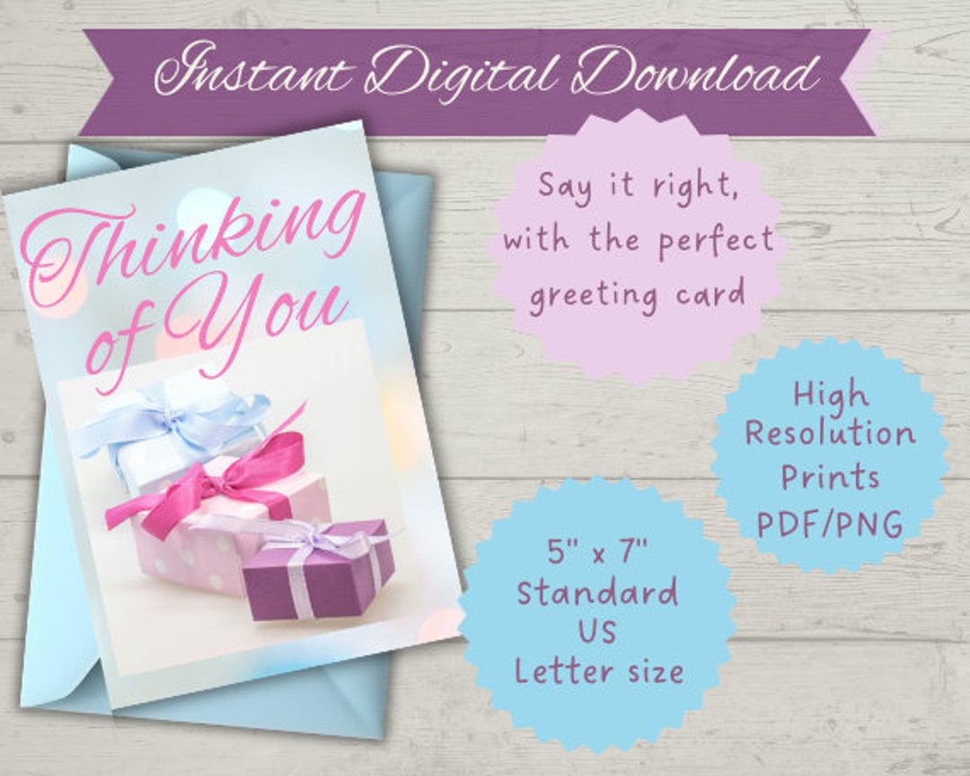 Thinking of You Printable Greeting Card With Message Suggestions ...