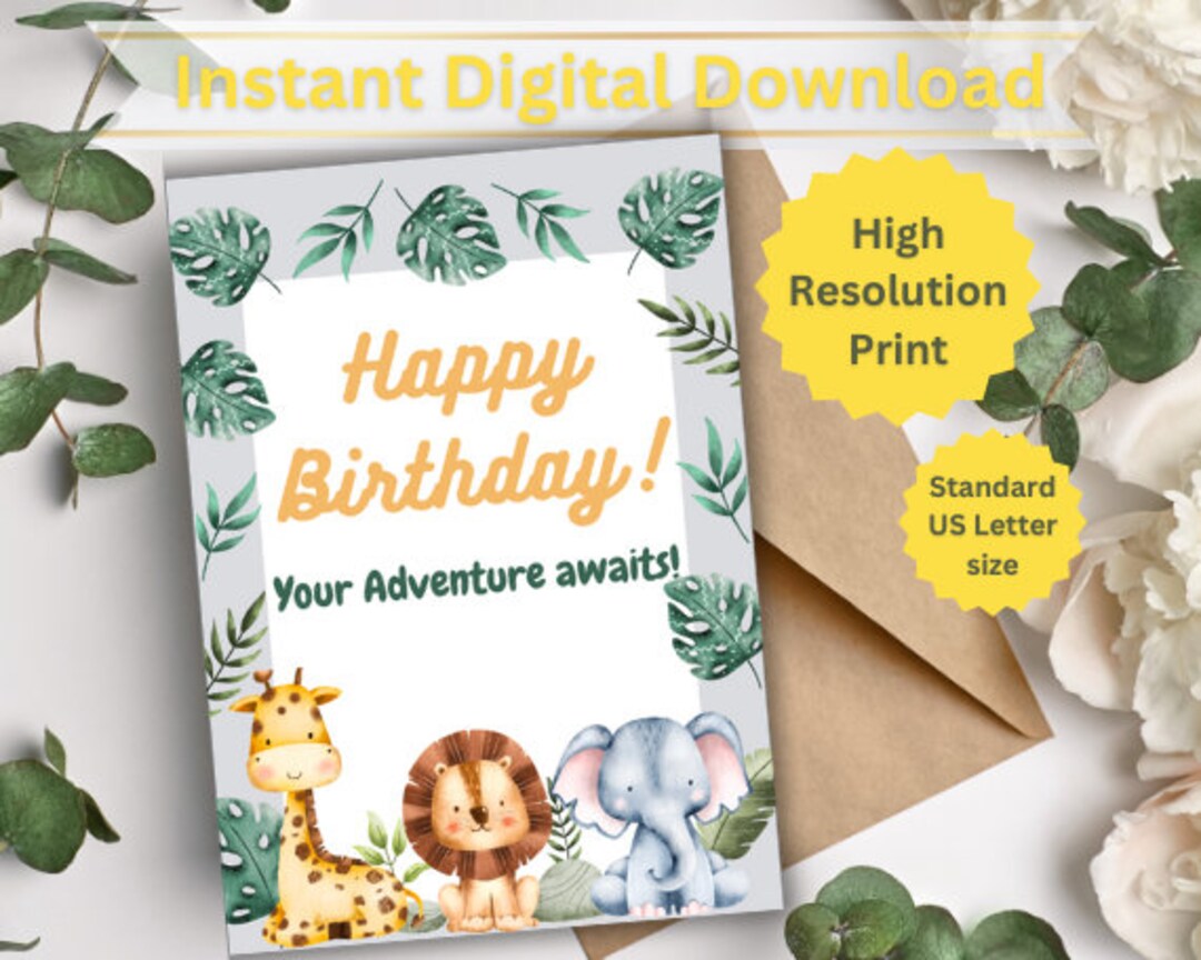 Printable Safari Birthday Card for Kids With Message Suggestions ...