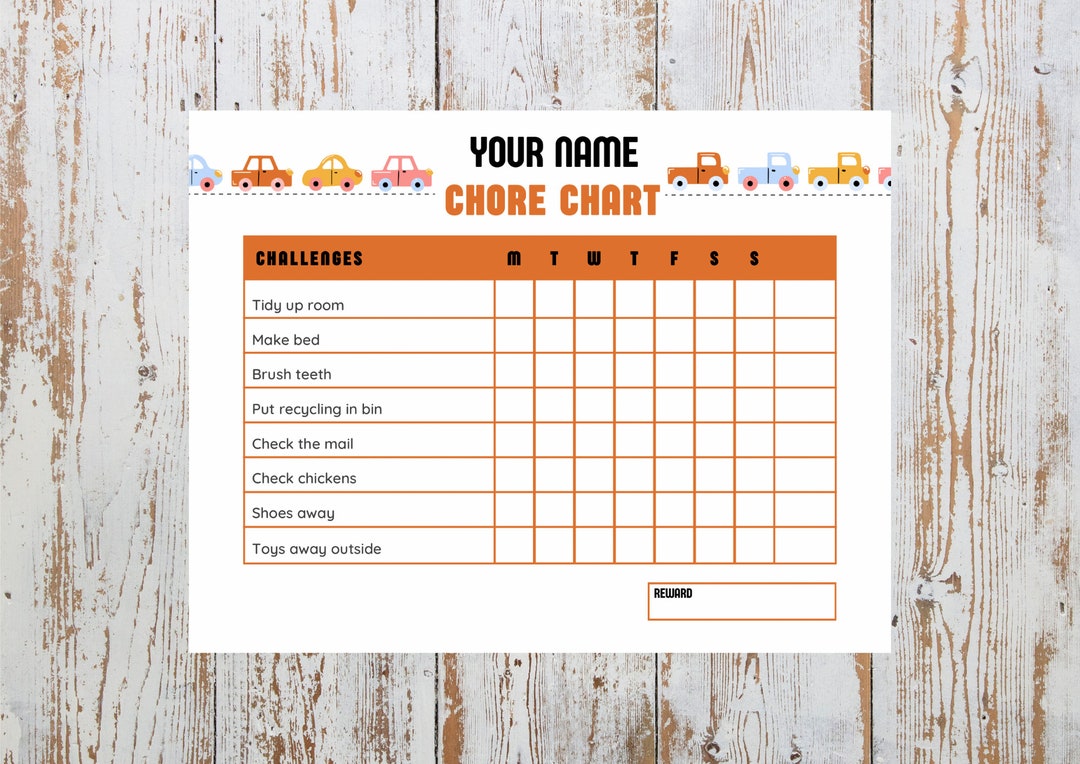 Cars Children's Chore Chart - Etsy