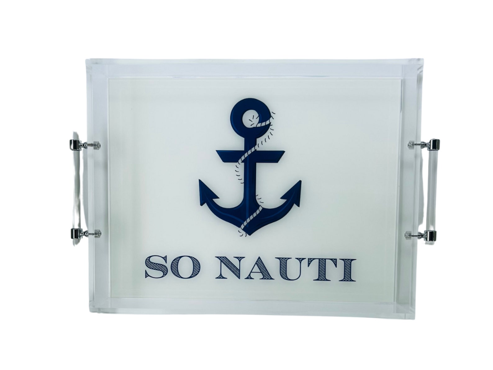 So Nauti Acrylic Serving Tray With Handles, 14" X 18", Nautical Themed ...