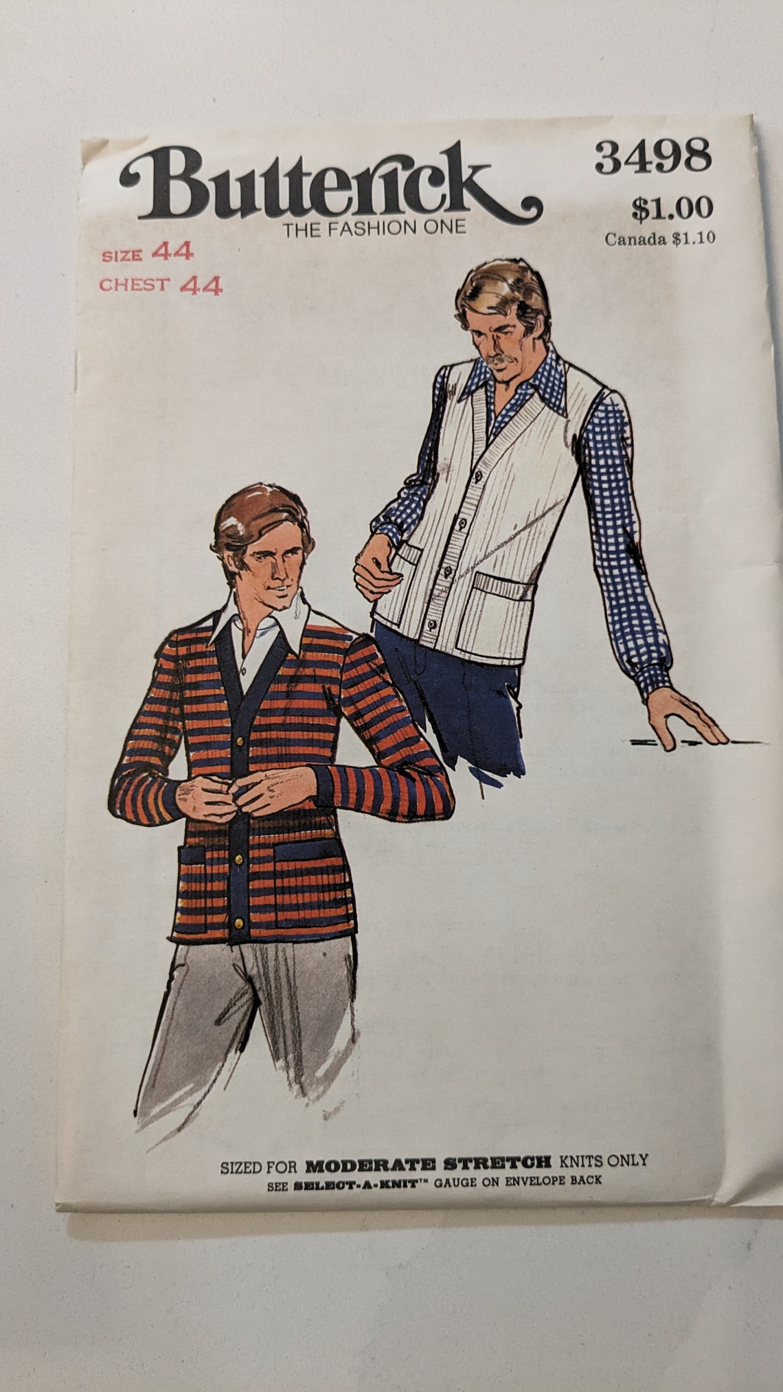 Butterick Mens Sweater & Vest Pattern. Pattern 4398 - Etsy