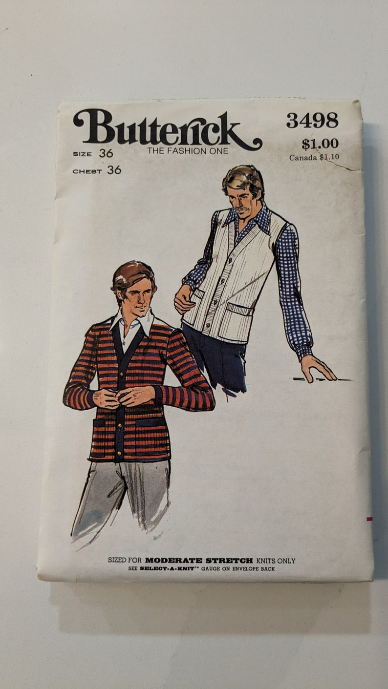 Butterick Mens Sweater & Vest Pattern. Pattern 4398 - Etsy