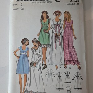 Butterick 1970s Pattern 6668, Bridal Dress. Size 10 and 12. Unopened ...