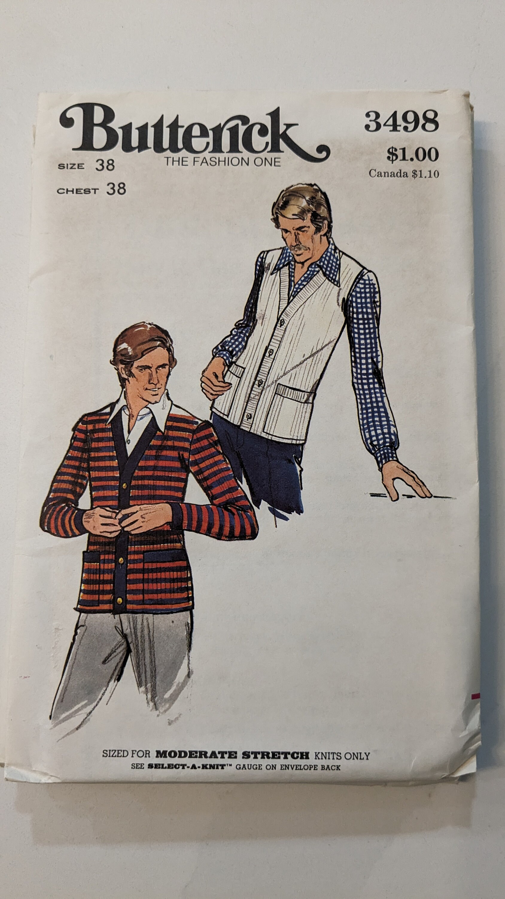 Butterick Mens Sweater & Vest Pattern. Pattern 4398 - Etsy