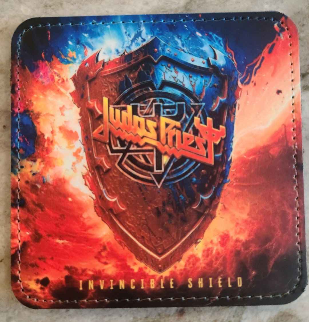Judas Priest: Invincible Shield LEATHER Coaster 4 in X 4 in NEW - Etsy