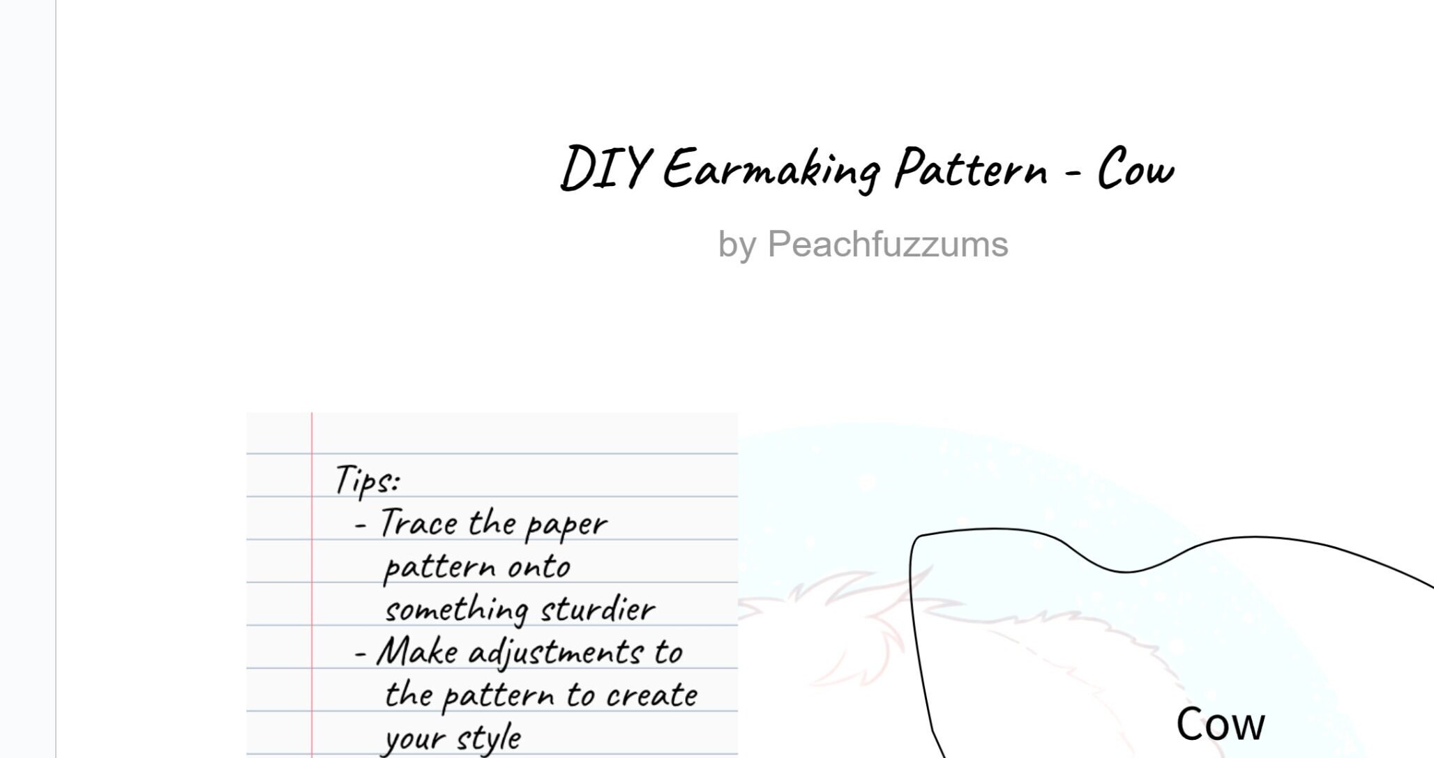 Cow Ear-making Printable Pattern Pack (2-in-1) - Etsy