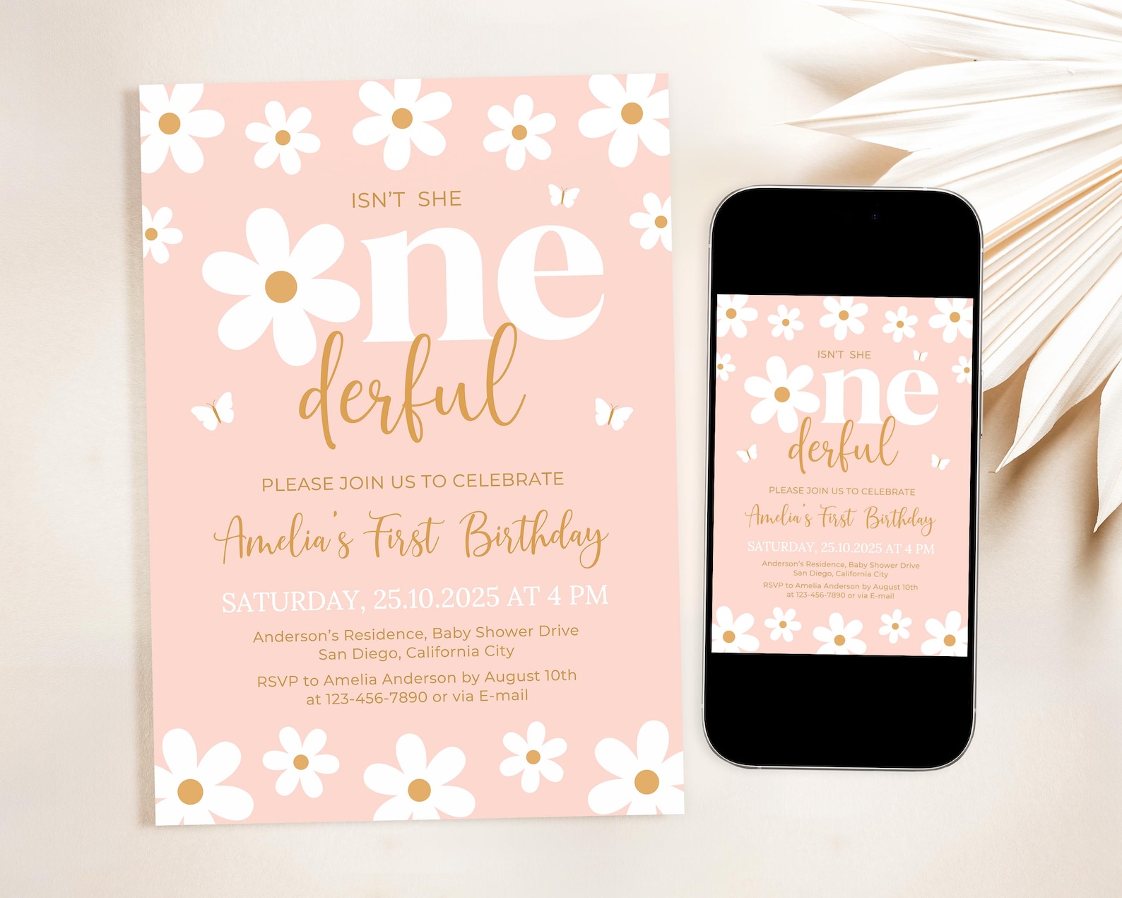 Daisy Birthday Invitation, Daisy First Birthday Invite, Onederful Daisy ...