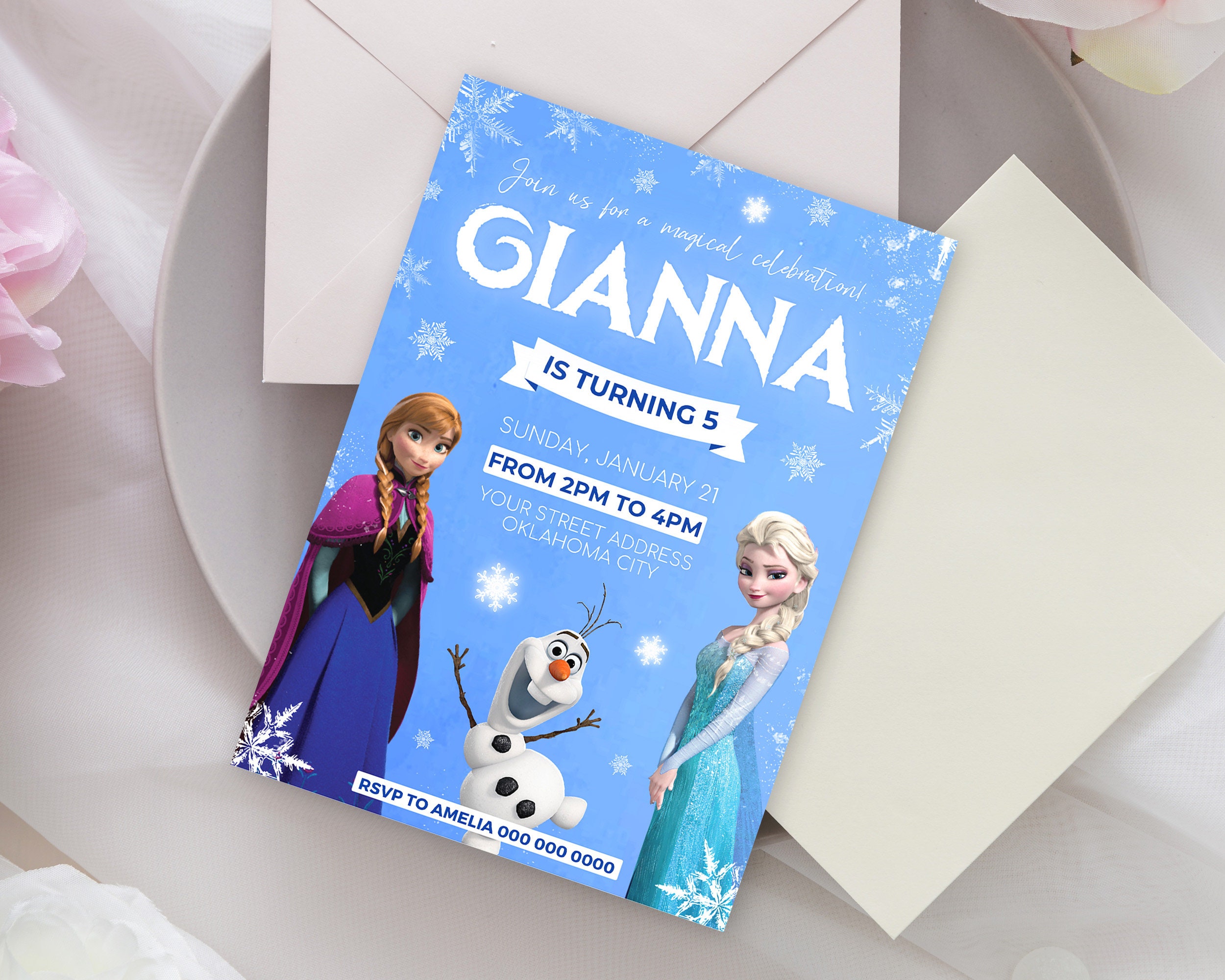 Frozen Invitation, Princess Elsa Birthday Invitation, Printable Kids ...