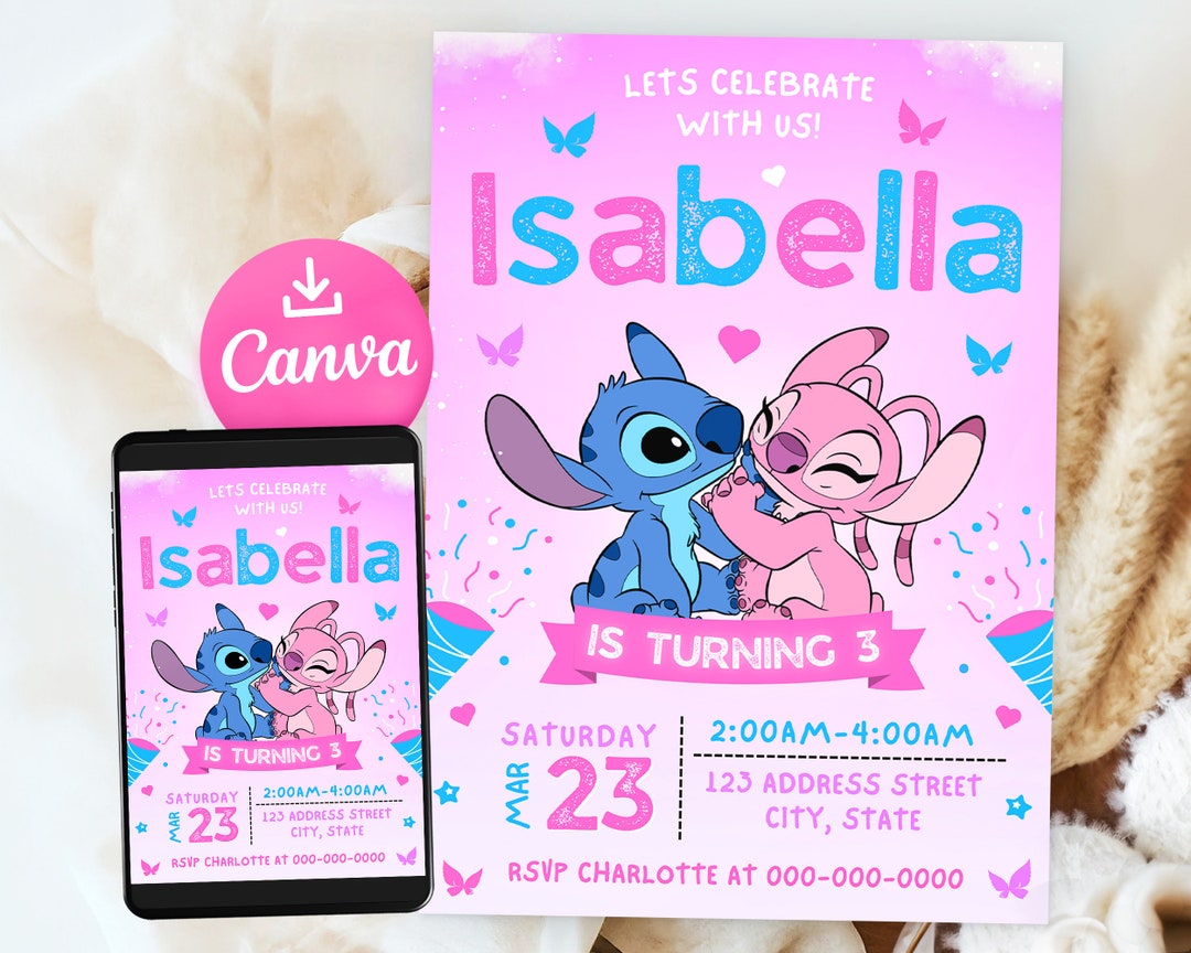 Stitch Invitation, Stitch Birthday Invitation, Printable Kids Party ...