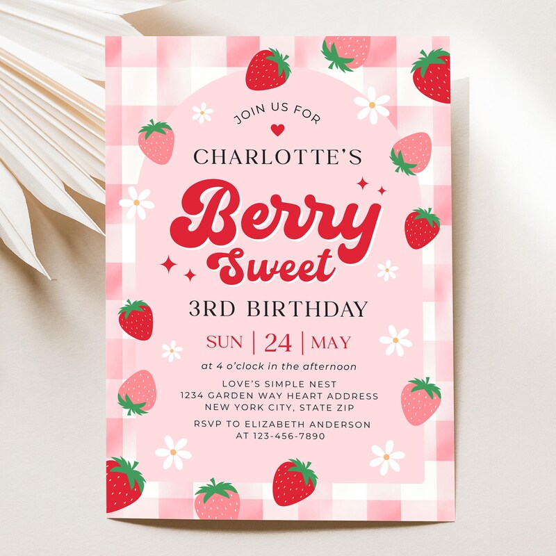 Berry First Birthday Invitation - Etsy