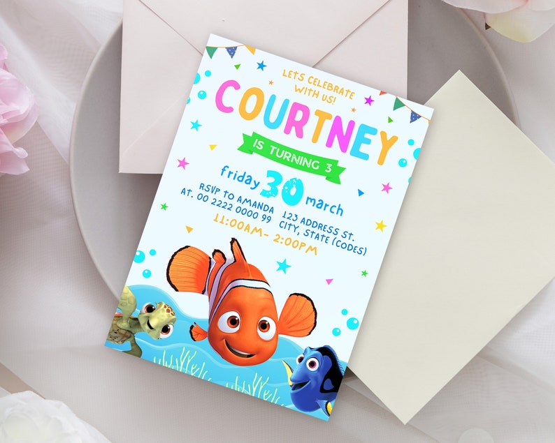 Finding Nemo Invitation, Finding Nemo Birthday Invitation, Printable ...