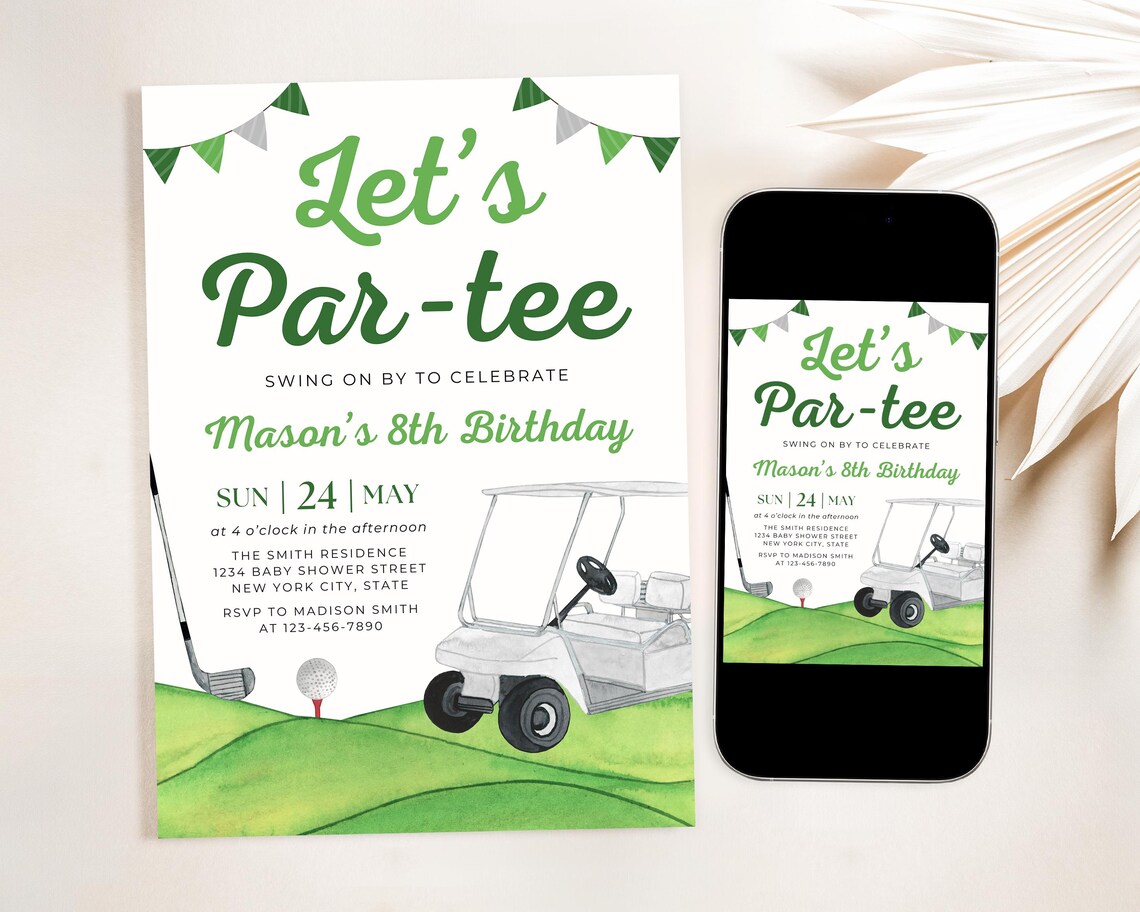 Golf Birthday Invitation, Let's Par Tee Golf Birthday Invite, Golf ...