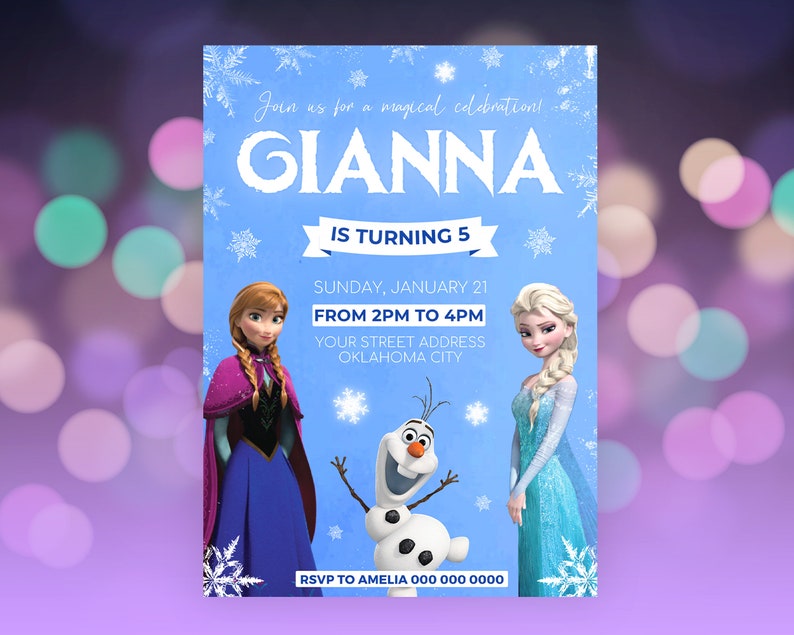 Frozen Invitation, Princess Elsa Birthday Invitation, Printable Kids ...