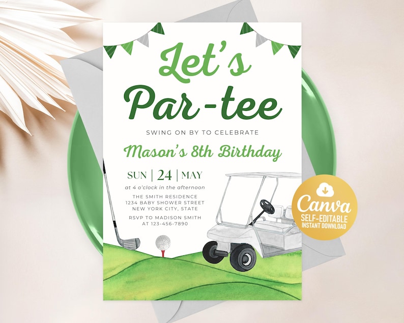 Golf Birthday Invitation, Let's Par Tee Golf Birthday Invite, Golf ...